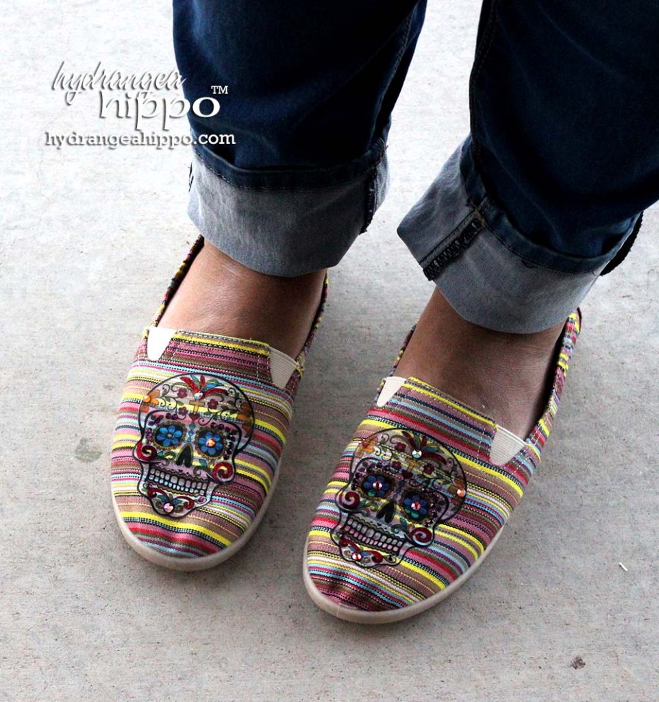 Sweet Sugar Skull Knock-off Toms - Hydrangea Hippo by Jennifer Priest